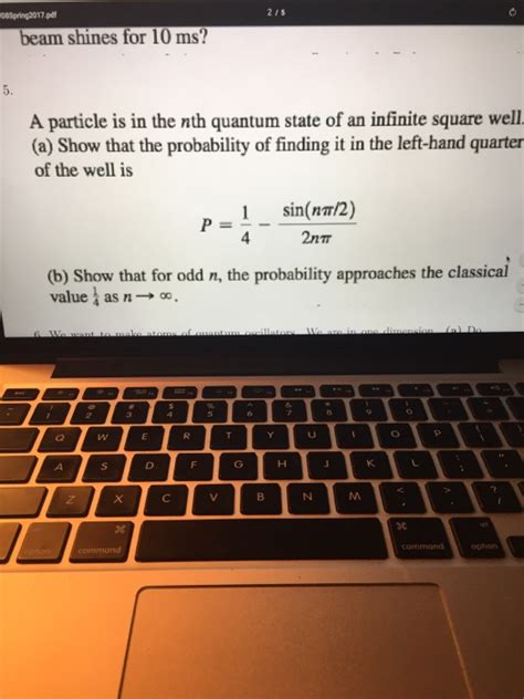 solved a particle is in the nth quantum state of an infinite