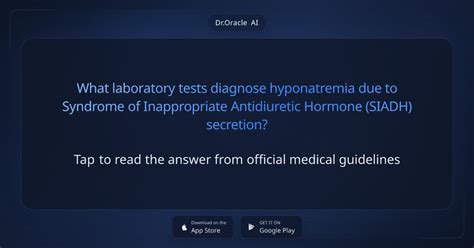 What Laboratory Tests Diagnose Hyponatremia Due To Syndrome Of