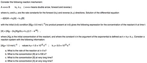 Solved Consider The Following Reaction Mechanism A