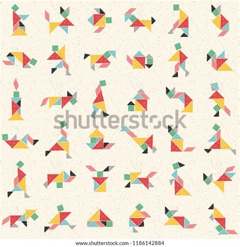 Hand Drawn Tangram Set Vector Collection Stock Vector Royalty Free Shutterstock