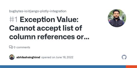 exception value cannot accept list of column references or list of