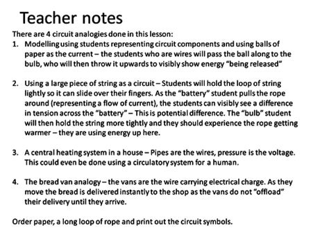 Lesson 2 Modelling Circuits Ks3 Electricity Teaching Resources