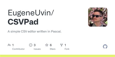 GitHub EugeneUvin CSVPad A Simple CSV Editor Written In Pascal