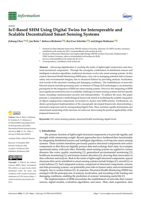 Pdf Iot Based Shm Using Digital Twins For Interoperable And Scalable Decentralized Smart