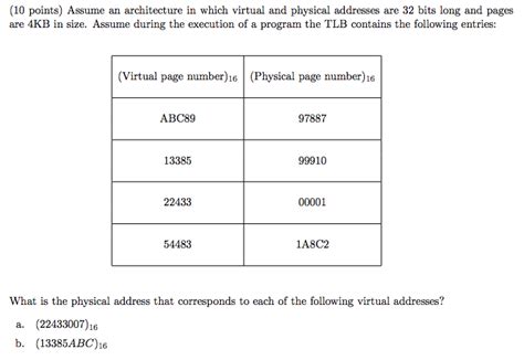 Solved Assume An Architecture In Which Virtual And Physical