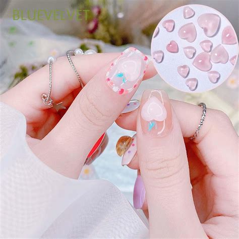 Bluevelvet เครื่องประดับตกแต่งเล็บรูปหัวใจ 3d Diy แฟชั่นญี่ปุ่น Bluevelvet Th Thaipick