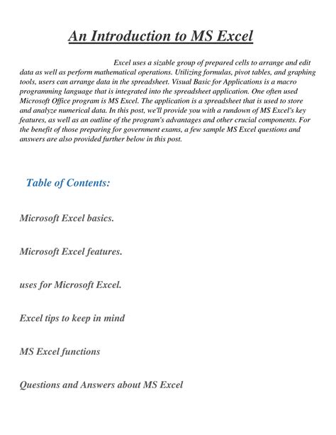 SOLUTION: An introduction to ms excel - Studypool