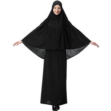 Abaya Arabia Hijab Skirt Set Muslim Women Monochrome Hood Skirt Two