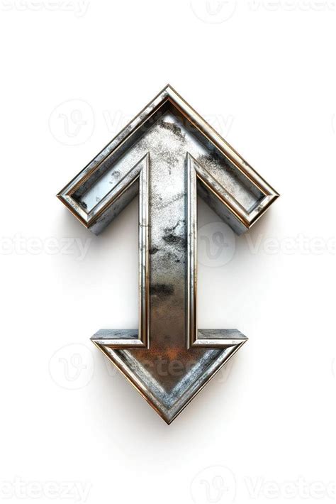 A Metallic Double Headed Arrow Symbol Depicting Movement And Directionality Set Against A Clean