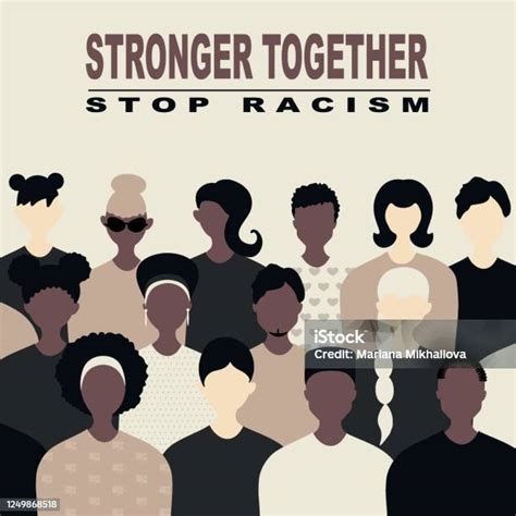 인종차별을 멈추고 함께 개념을 강해두십시오 Blm 흑인의 삶이 중요하고 흑인과 백인들이 인종차별에 반대하는 시위 배너와 미국 흑인인권에 관한 포스터 사회 정의에 대한 스톡