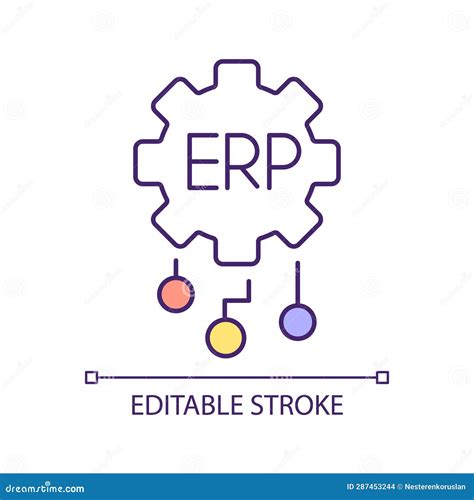 2d Thin Line Colorful Cloud Erp Tasks Icon Stock Vector Illustration