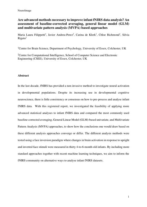 Pdf Are Advanced Methods Necessary To Improve Infant Fnirs Data