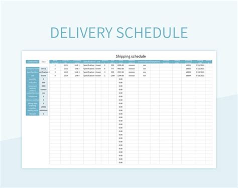 Free Delivery Schedule Templates For Google Sheets And Microsoft Excel Slidesdocs