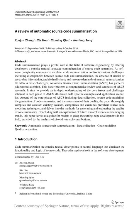 a review of automatic source code summarization