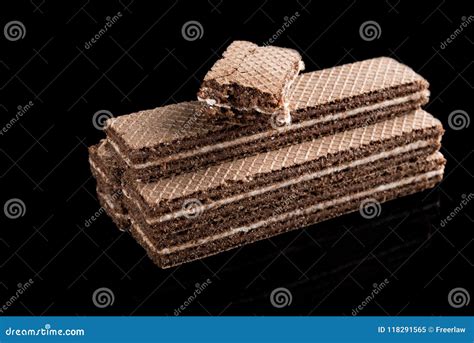 Vanilla Flavor Wafer Blocks On Black Stock Image Image Of Textured