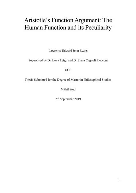 Pdf Aristotles Function Argument The Human Function And Its Dokumentips