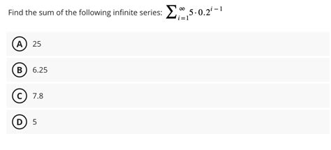 solved find the sum of the following infinite series