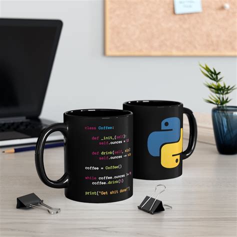 Programmer Coder Engineer Python Black Coffee Mug T Python Etsy