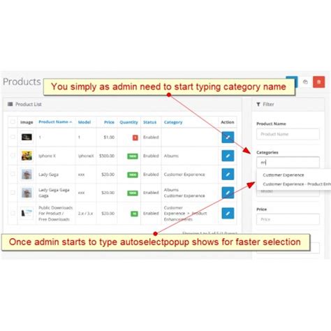 OpenCart Search Products By Category In Admin Autocomplete