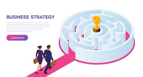 손으로 서류 가방을 들고 사업가와 사업가 미로를 통해 성공에 걸어 성공으로가는 길 미로 안에 우승자 골드 트로피 컵 벡터 일러스트입니다 Championship에 대한 스톡