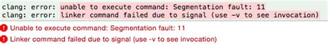 Objective C IOS Xcode Compile Error Unable To Execute Command Segmentation Fault Stack