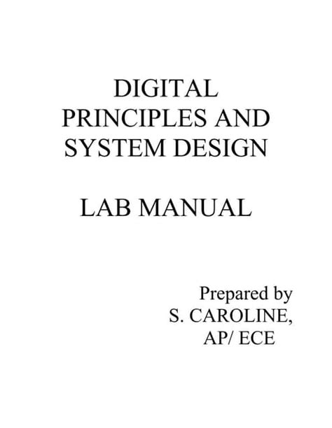 DIGITAL PRINCIPLES AND SYSTEM DESIGN LAB MANUAL | PDF