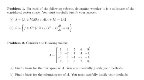 solved problem 1 for each of the following subsets