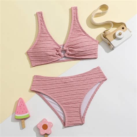 Teen Girl Swimsuit Plain Color Girls Swimsuit With Shorts Girls Two