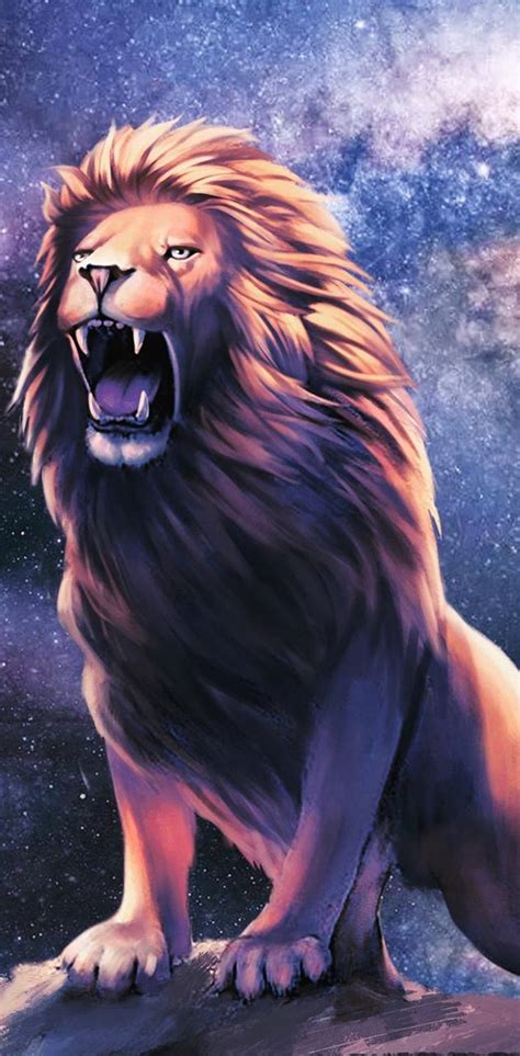 Download Angry Roaring Lion Galaxy Wallpaper Wallpapers Com