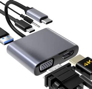 HASTHIP USB C Hub Type C To HDMI VGA Adapter USB USB C PD Charging MM Audio Hole USB