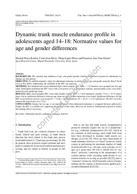 Pdf Dynamic Trunk Muscle Endurance Profile In Adolescents Aged 1418 Normative Values For Age