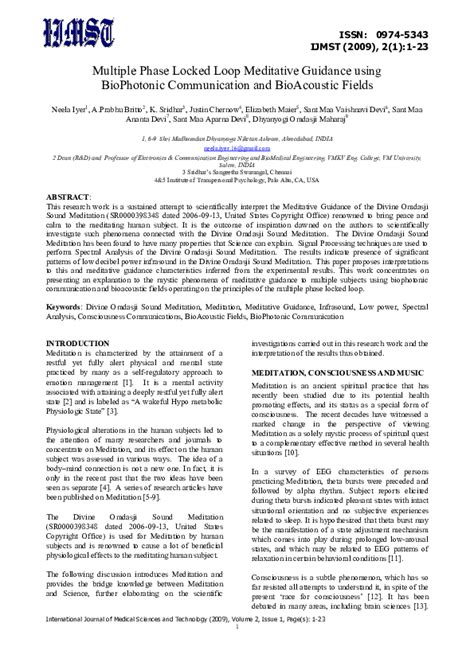 pdf multiple phase locked loop meditative guidance using biophotonic