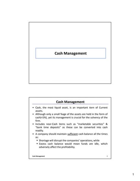 cash management model ppt