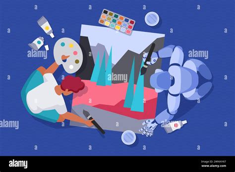 Art Collaboration Work Between Ai And Human To Create Content Interaction Of Robot And Artist