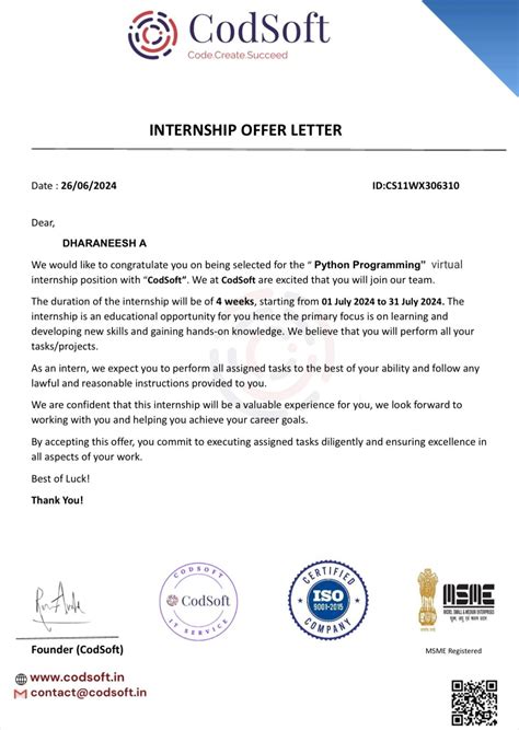 Dharaneesh A On Linkedin Internship Opportunity Python Programming