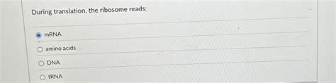 Solved During Translation The Ribosome Readsmrnaamino
