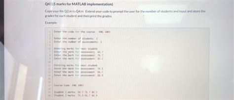 solved q4 15 marks for matlab implementation copy your