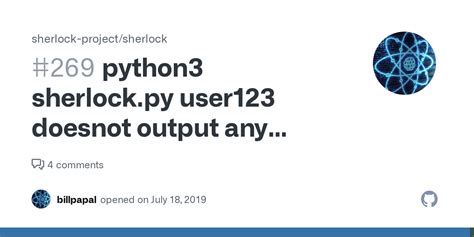 Python Sherlock Py User Doesnot Output Any Result Issue Sherlock Project Sherlock