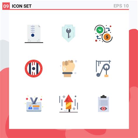 Group Of Modern Flat Colors Set For Shield Element Security Up Down Money Editable Vector