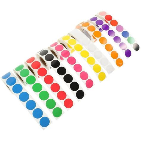 Colored Dot Stickers Labels 10 Rolls Circle Round Classification Labels