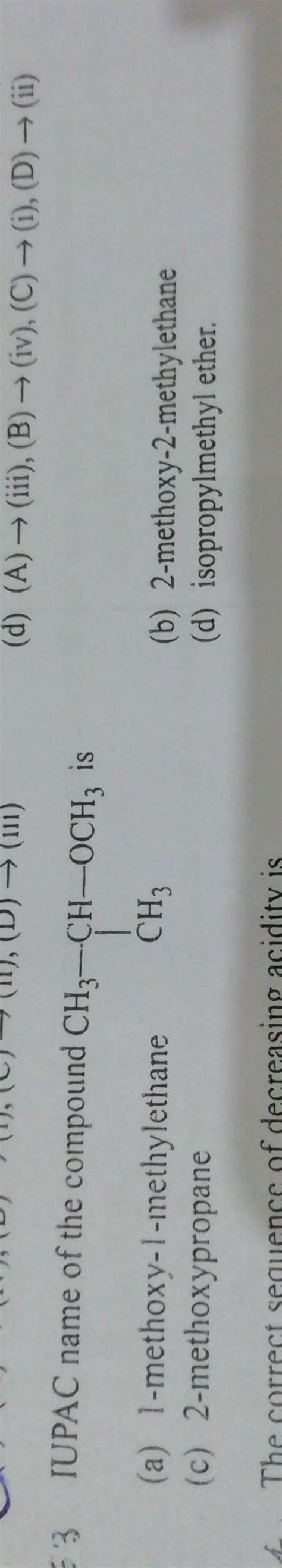Iupac Name Of The Compound Ch3 −ch−och3 Is Filo