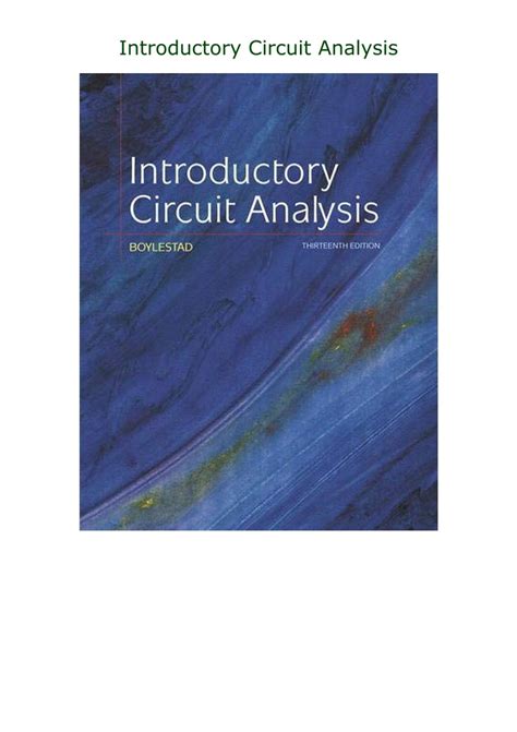 Download Pdf Introductory Circuit Analysis