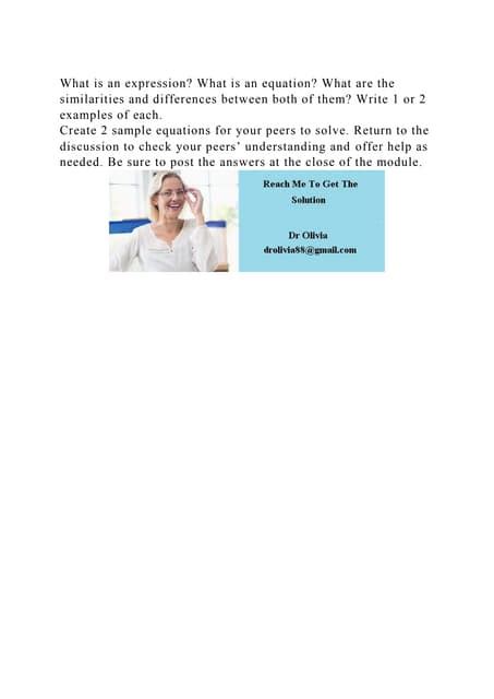 What Is An Expression What Is An Equation What Are The Similaritie Docx