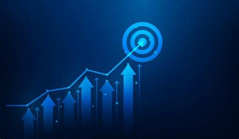 화살표 위쪽 그래프 투자 금융으로 목표 달성 목표를 목표로 하는 사업 전략 프리미엄 벡터