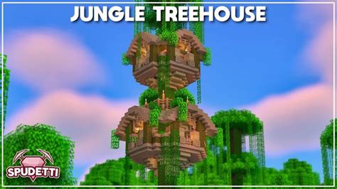 Minecraft How To Build A Jungle Treehouse [tutorial] 2021 Jungle Tree Tree House Minecraft Tree