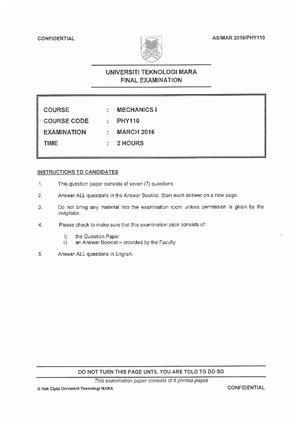 LAB Report PHY110 LAB REPORT PHY110 EXPERIMENT 3 ANALYSIS From The