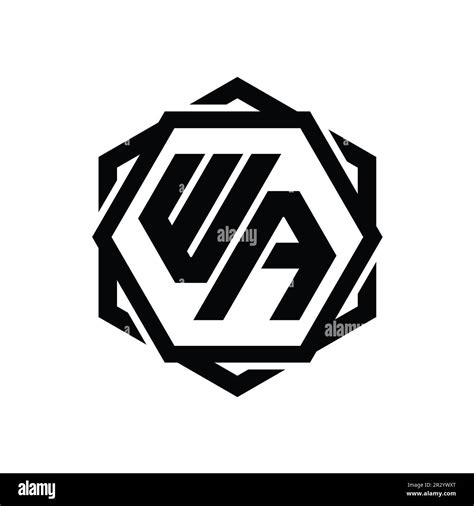 Wa Logo Monogram Hexagon Shape With Geometric Abstract Isolated Outline Design Template Stock