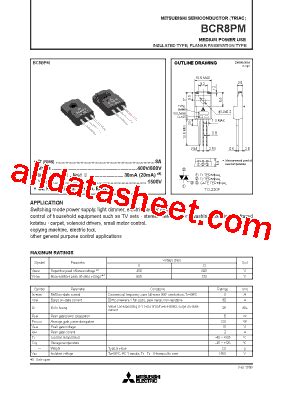 BCR8PM Datasheet(PDF) - Mitsubishi Electric Semiconductor