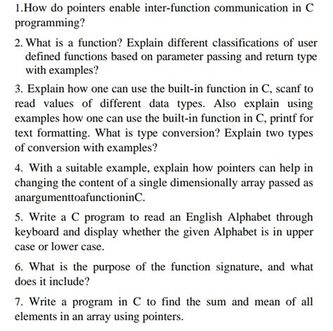 1how do pointers enable inter function communication in c programming 2 what is a function