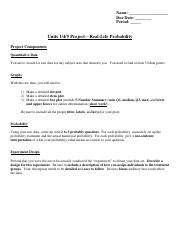 Real Life Probability Project Data Graphs And Experiment Course Hero